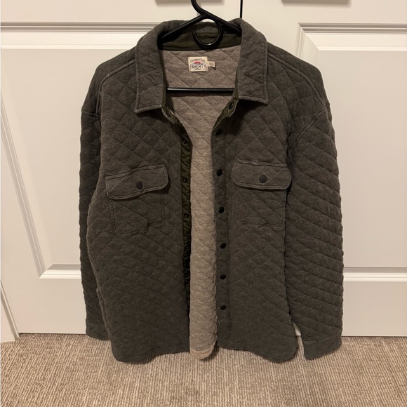 Faherty | Jackets & Coats | Faherty Quilted Shirt Jacket In Dark Olive ...